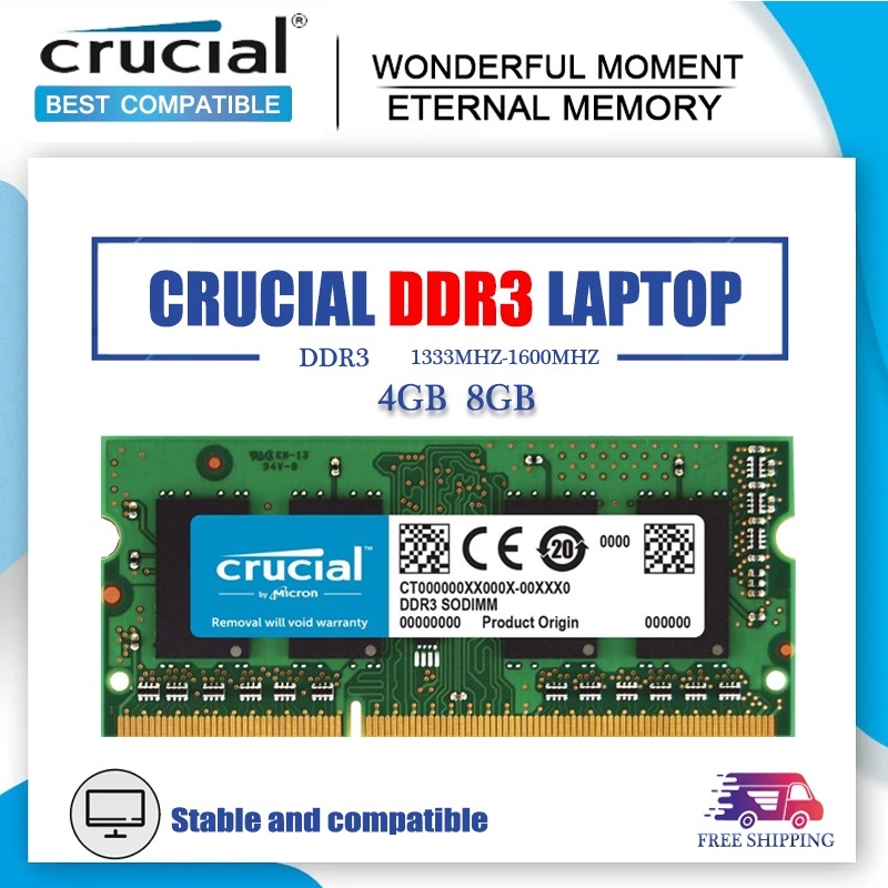 Crucial DDR3 RAM 4GB 8GB DDR3 1333MHz 1600MHz DDR3L 1600MHz | 蝦皮購物