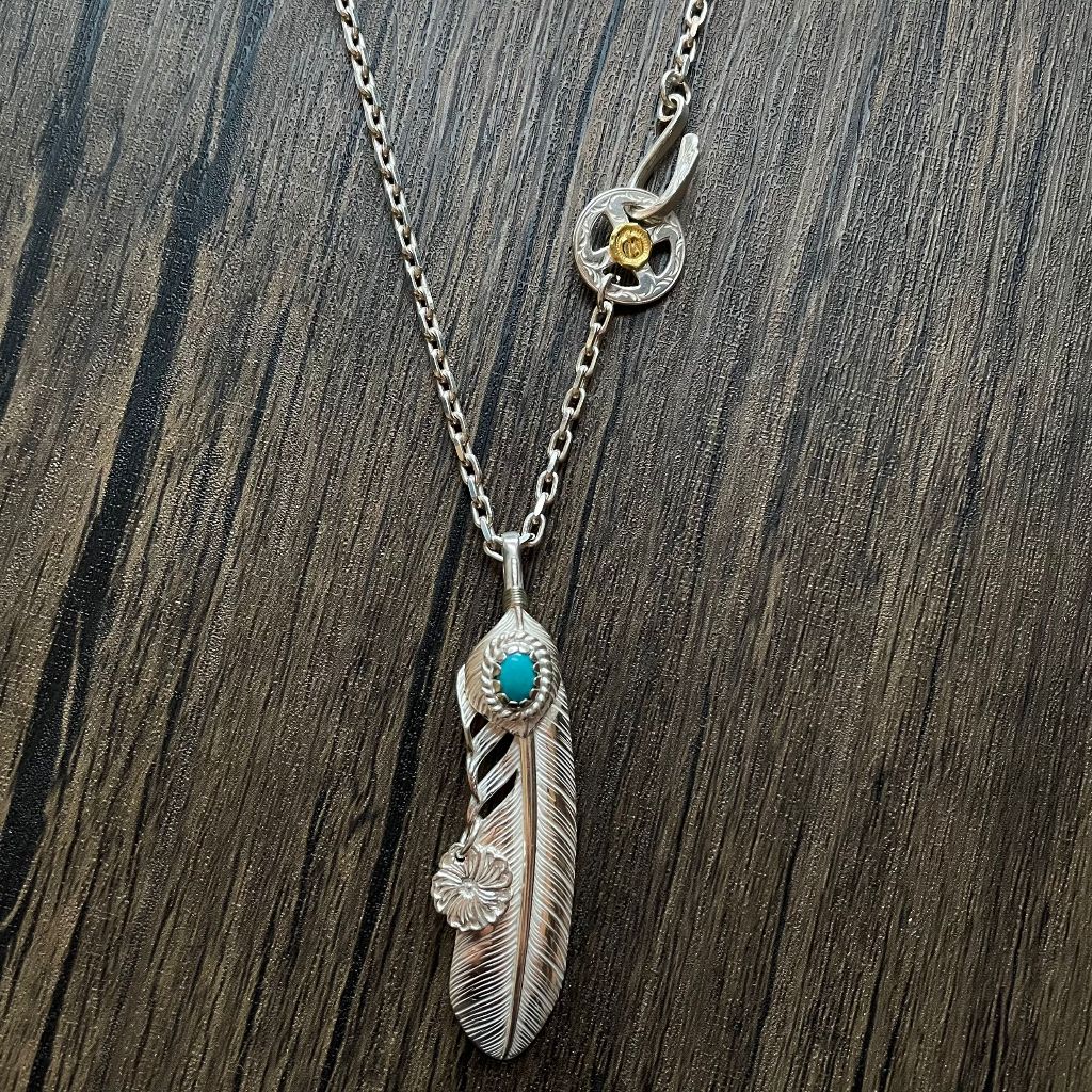 菊地健 銀繩松石羽毛 點金輪細角鏈 s925銀/24K金（kenkikuchi/高橋吾郎Goros） | 蝦皮購物