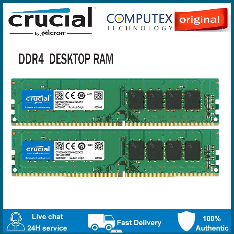 Crucial DDR4 PC RAM 4GB 8GB 16GB DDR4 2133/2400/2666/3200MHz | 蝦皮購物