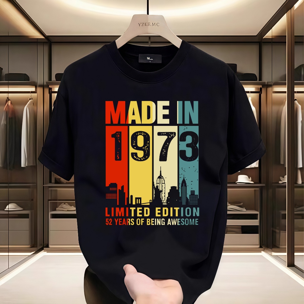 復古 1973 年製造限量版 52 年令人敬畏的 T 恤夏季圖案純棉街頭服飾生日禮物 T 恤 | 蝦皮購物