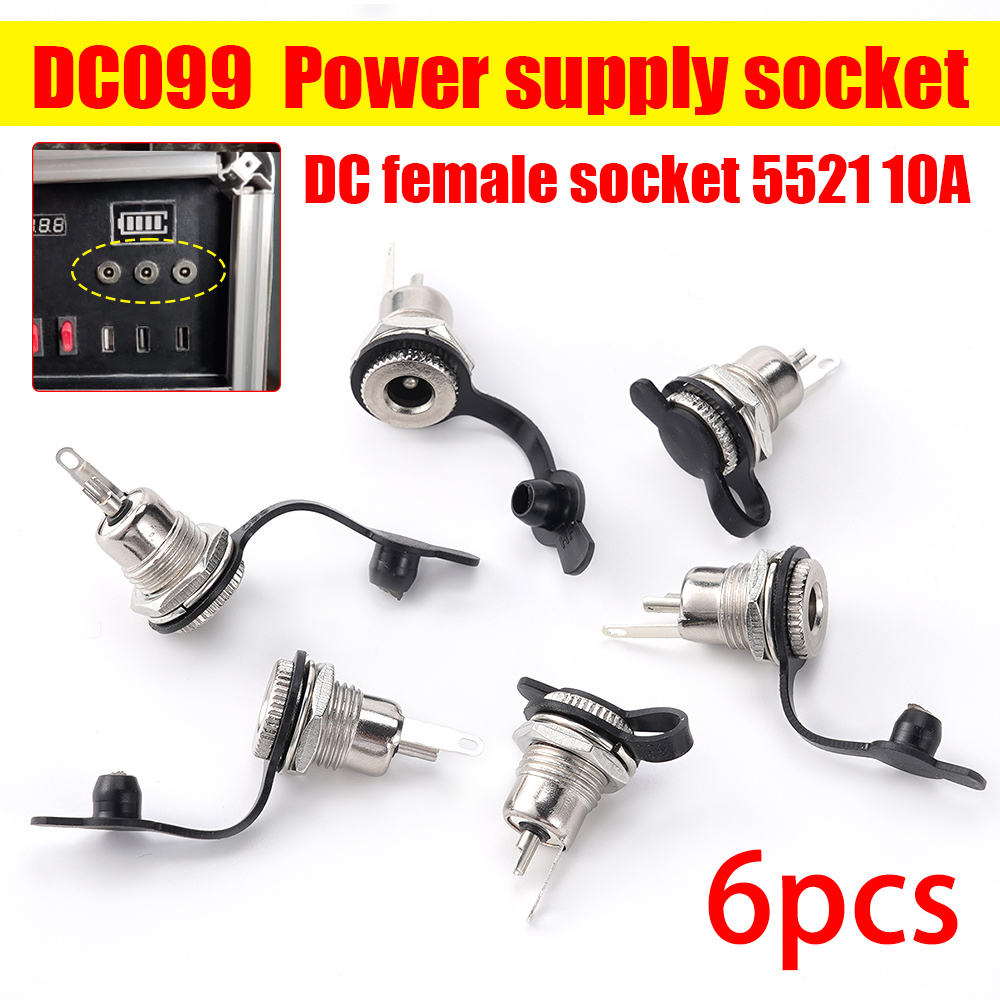 6 件裝金屬 DC099 直流電源插孔母面板安裝連接器 5.5x2.1mm 10A 直流充電插座 DIY 電子適配器 | 蝦皮購物