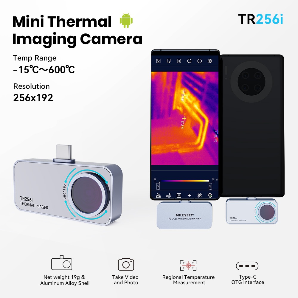Mileseey TR256i 熱成像 手機熱像儀 Android熱敏攝像頭 256 x 192 IR 高分辨率 高精度 | 蝦皮購物