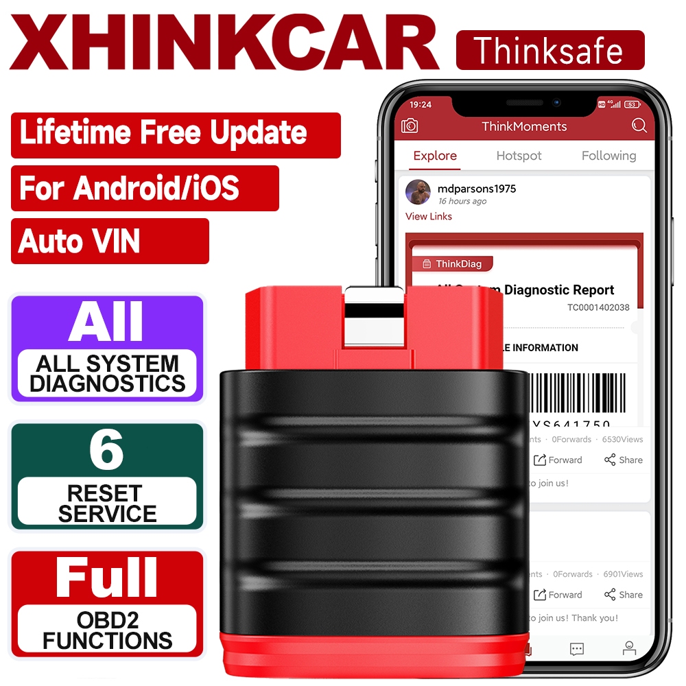 Thinkcar Thinksafe 汽車掃描儀 故障檢測儀 全系統診斷 6個重置功能 適用於iOS Android | 蝦皮購物