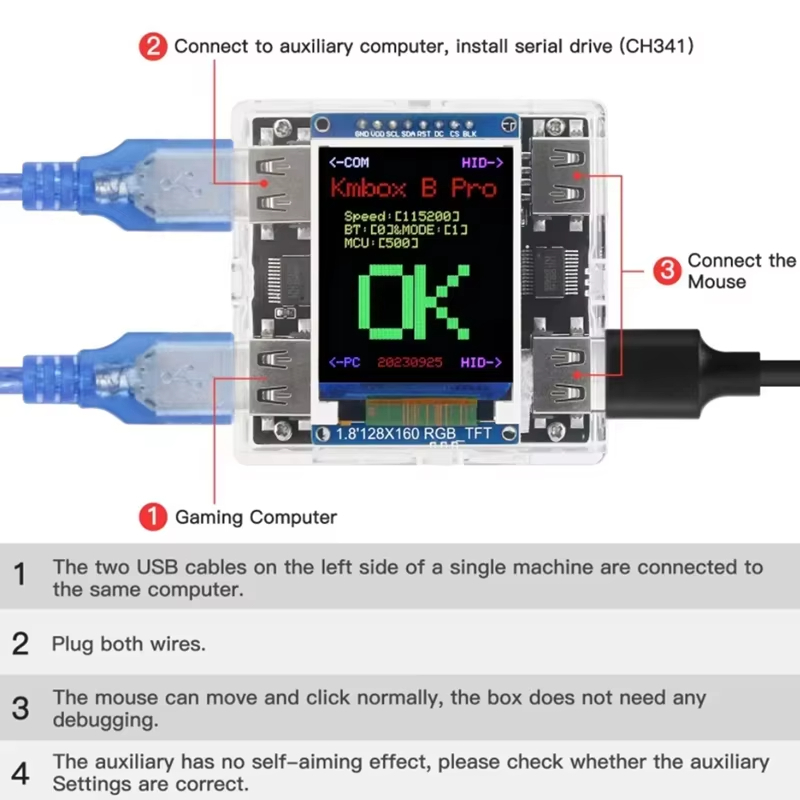 Kmbox B+Pro 鍵鼠控制器 AI 輔助支持雙 USB 按鍵鼠標手柄適用於 DMA 和雙電腦,帶 LCD Dura | 蝦皮購物