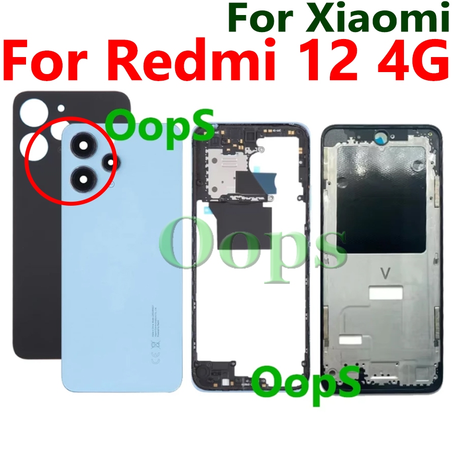 REDMI 適用於紅米 12 4G 電池後蓋 LCD 前框+ 中框邊框外殼 23053RN02A 23053RN02Y | 蝦皮購物