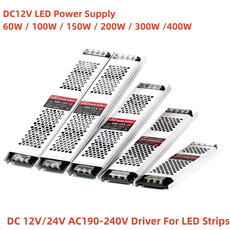 超薄 LED 電源 DC 12V 24V 照明變壓器 60W 100W 150W 200W 300W 400W LED | 蝦皮購物