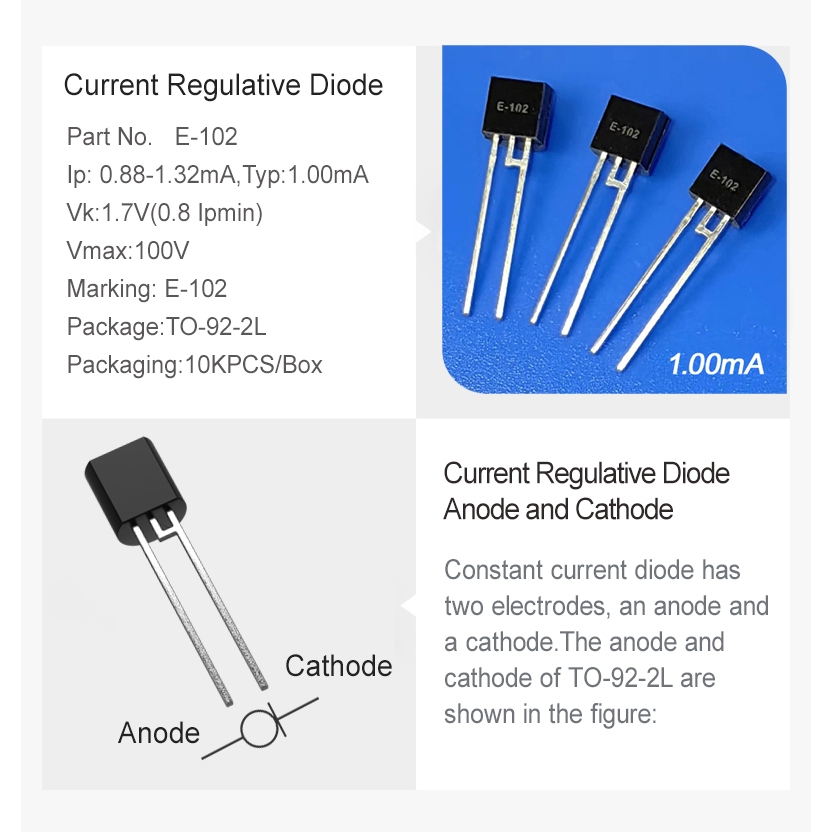 【CRD E-102】E-102,IP:1.00MA,VK:1.70V,封裝:TO-92-2L,20-50-100PCS | 蝦皮購物