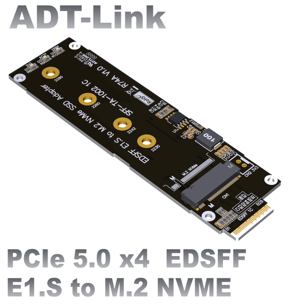 [訂製]ADT-Link PCIex4 5.0 NVMe M.2轉EDSFF E1.S轉接卡 適用於1U服務器機箱 | 蝦皮購物