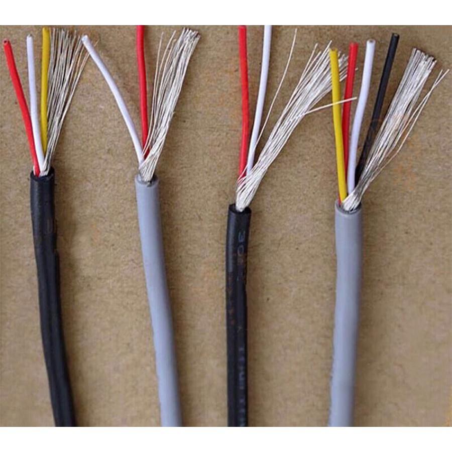 2 米黑色/灰色 22AWG UL2547 信號屏蔽線,PVC 絕緣鍍錫銅電纜 2 3 4 芯多芯屏蔽線 | 蝦皮購物