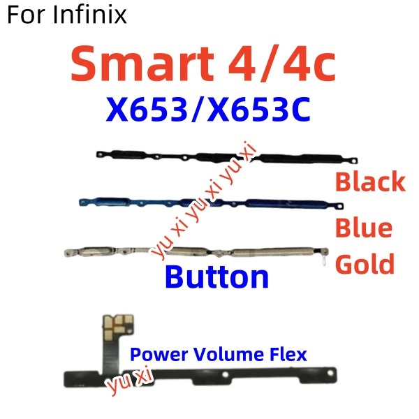 適用於 Infinix Smart 4 4c X653 X653C 電源開關音量按鈕排線更換零件 yuxi | 蝦皮購物