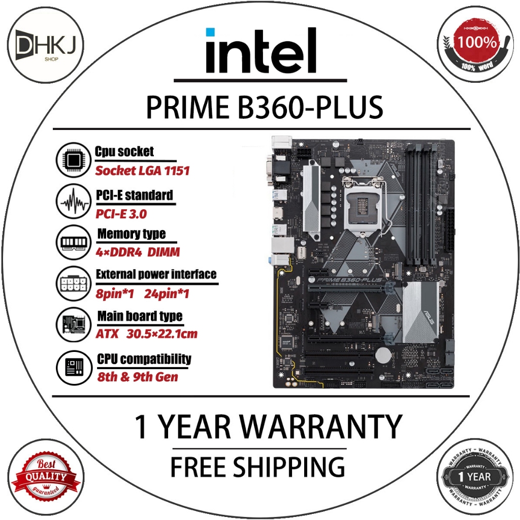 二手 PRIME B360-PLUS 主板 64GB LGA1151 DDR4 ATX 主板 100% 測試快速發貨 | 蝦皮購物