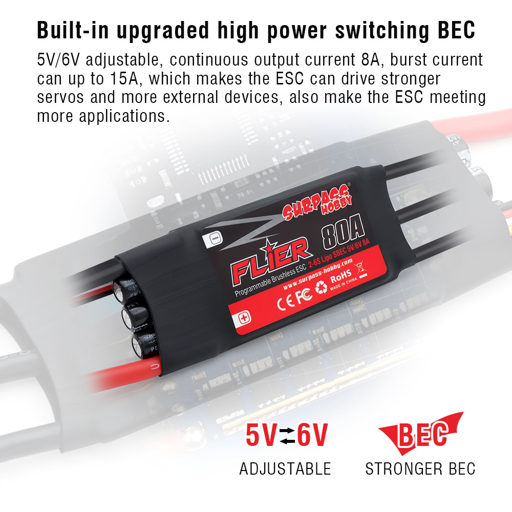 Surpass HOBBY Flier 20A 30A 40A 50A 60A 80A 100A 無刷 ESC 速度控制 | 蝦皮購物
