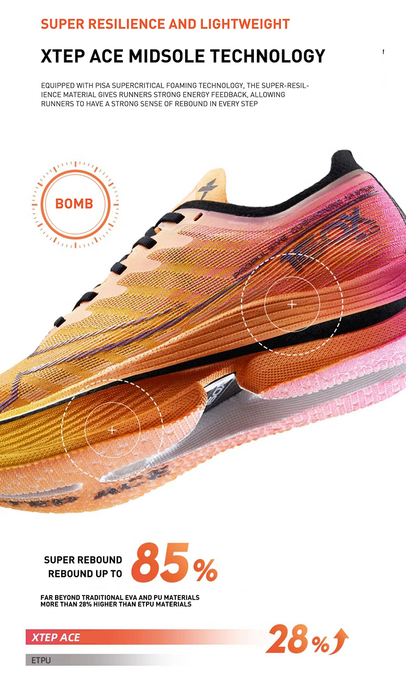 【特步 xtep】160X5.0 | 新一代冠軍版馬拉松競速跑鞋 搭載T700超跑級碳板+雙層ACE超臨界緩震（全球版） | 蝦皮購物