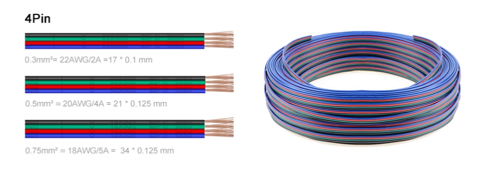 10m 2pin 3pin 4pin 5pin 電線 22AWG 20AWG 18AWG LED 電纜連接器延長線 | 蝦皮購物