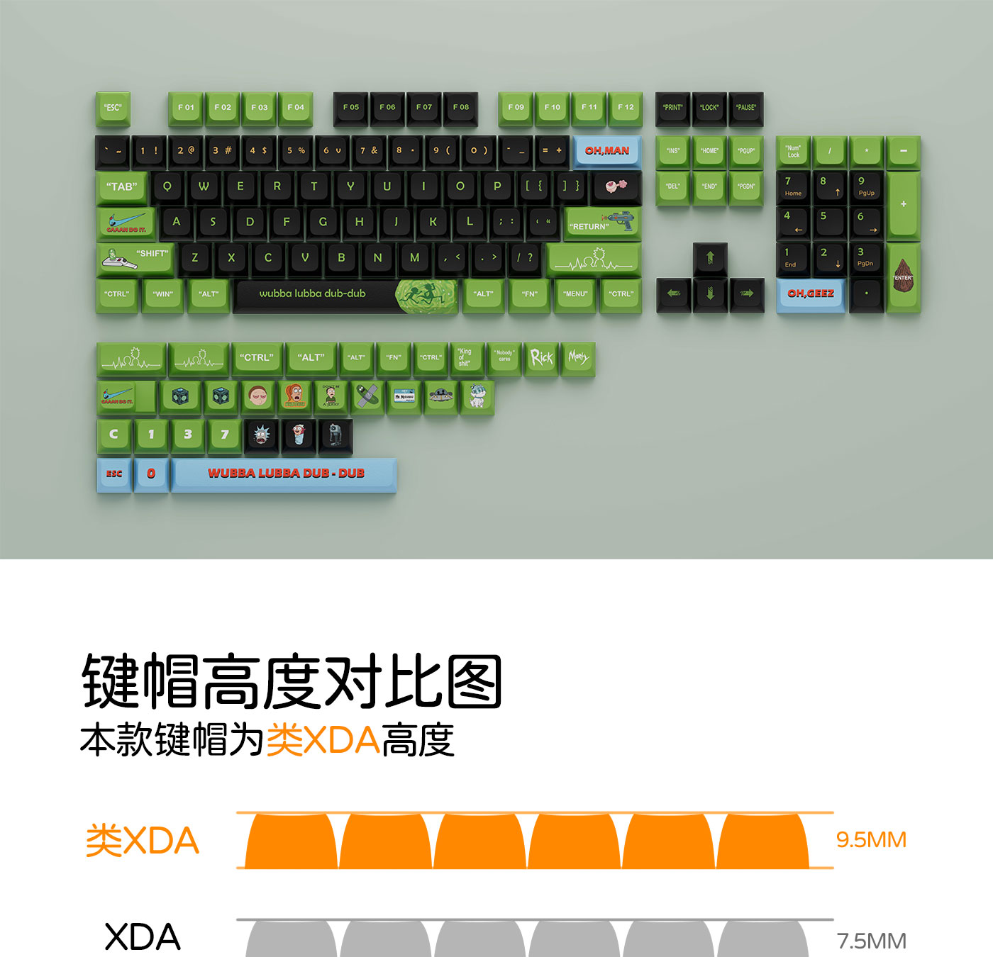 GMK Rick and Morty 鍵帽,134 鍵 PBT 鍵帽 XDA/CHERRY Profile DYE-SU | 蝦皮購物