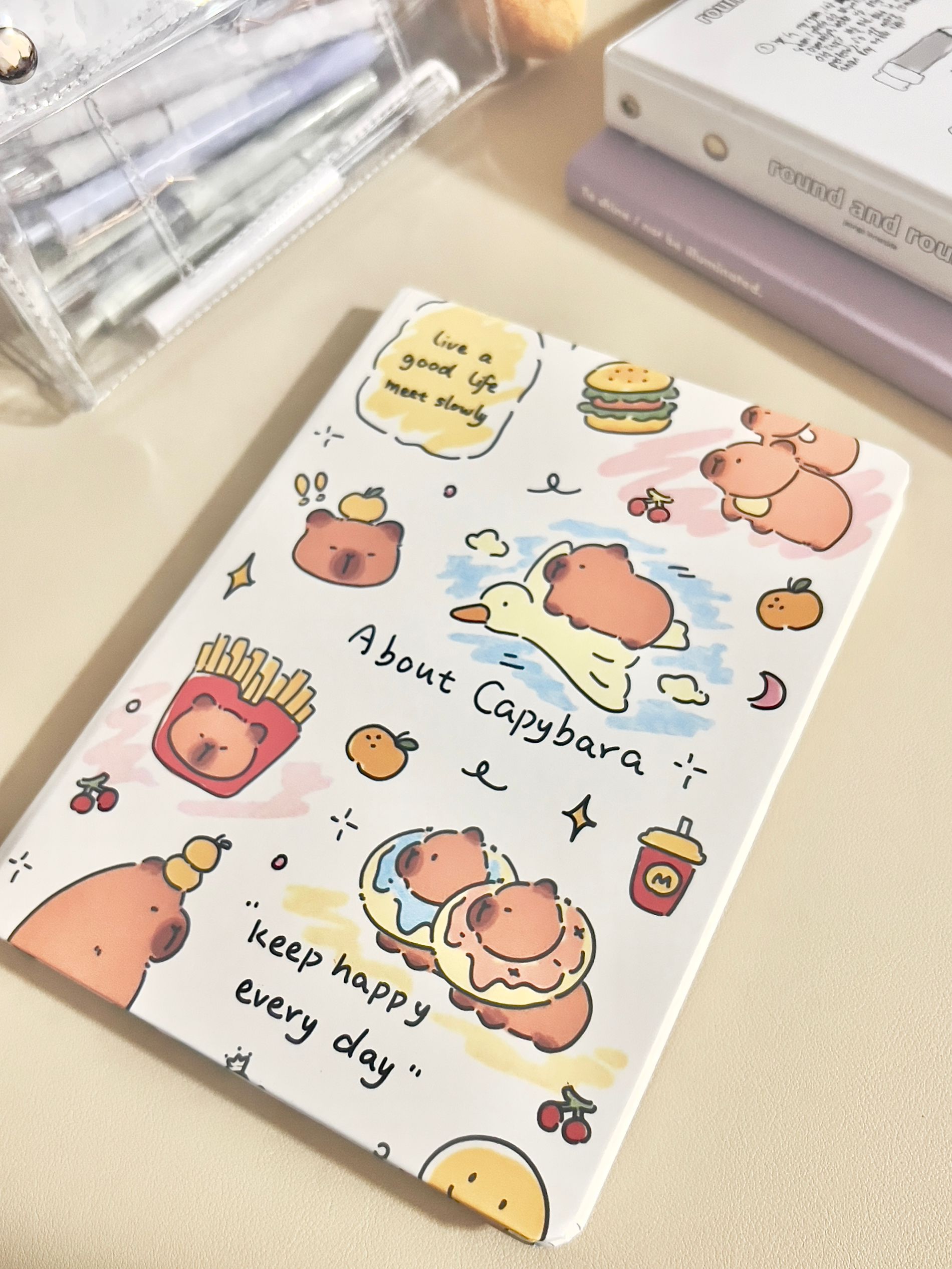 Ohaya｜卡皮巴拉｜硬殼橫線筆記本 a5記事本 橫線本 學生文具手帳本 | 蝦皮購物