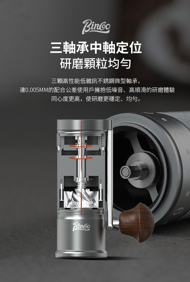 BINCOO 冰刀手搖磨豆機 手搖咖啡豆研磨器 手磨咖啡機 手動現磨 CNC鋼芯 六星 咖啡器具 | 蝦皮購物