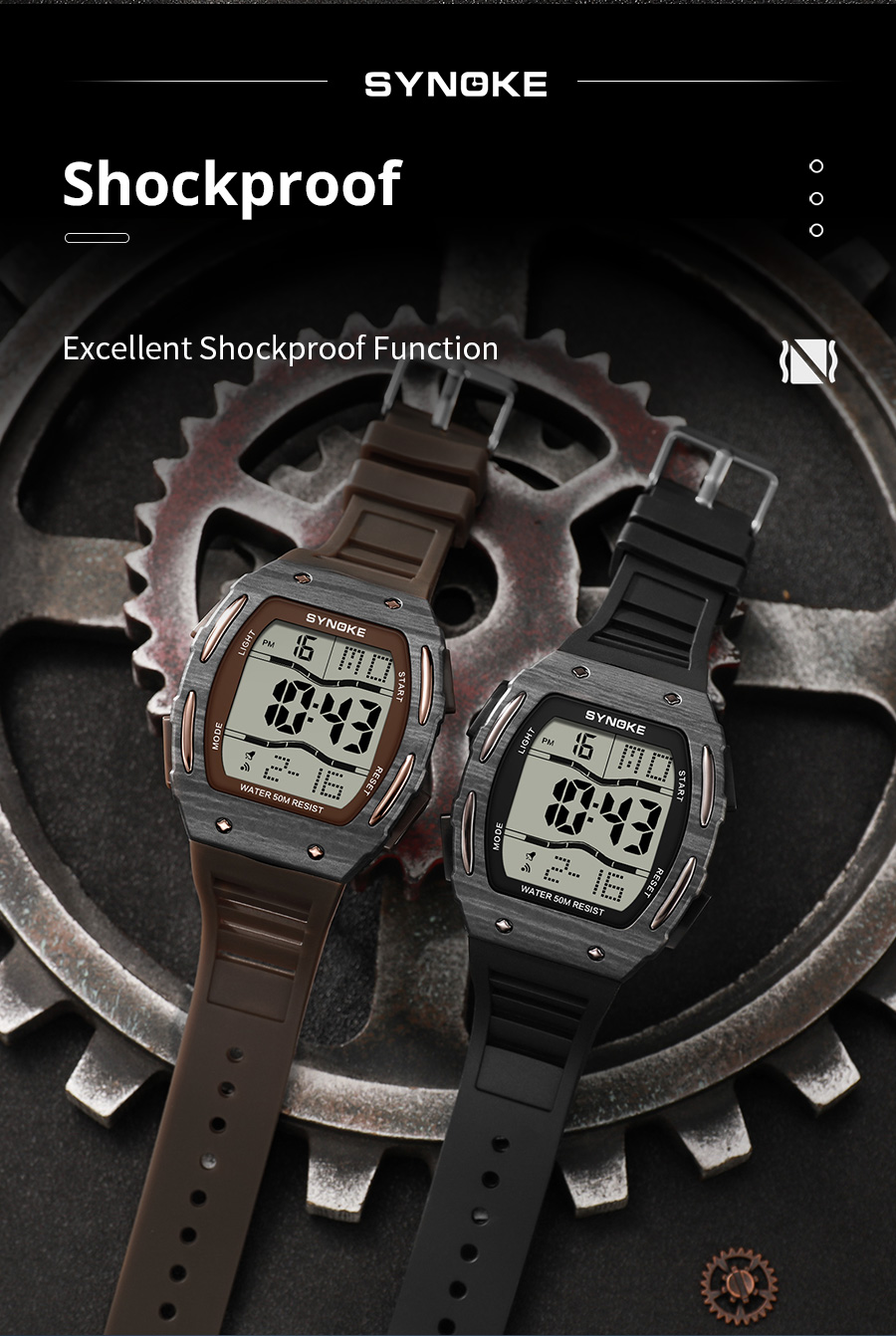 Synoke 男士電子表防水時尚數字運動手錶 | 蝦皮購物