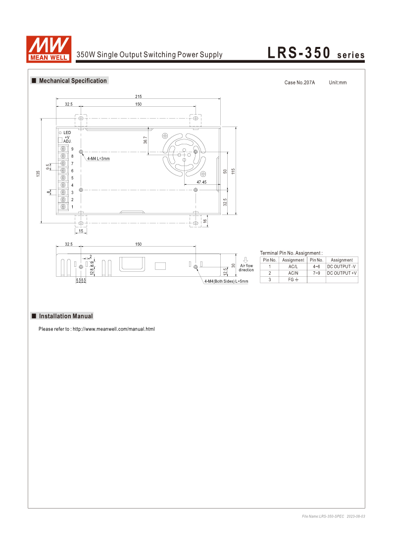 Mean WELL LRS-350-48 DC48V 7.3A 開關電源明緯直流電源 | 蝦皮購物