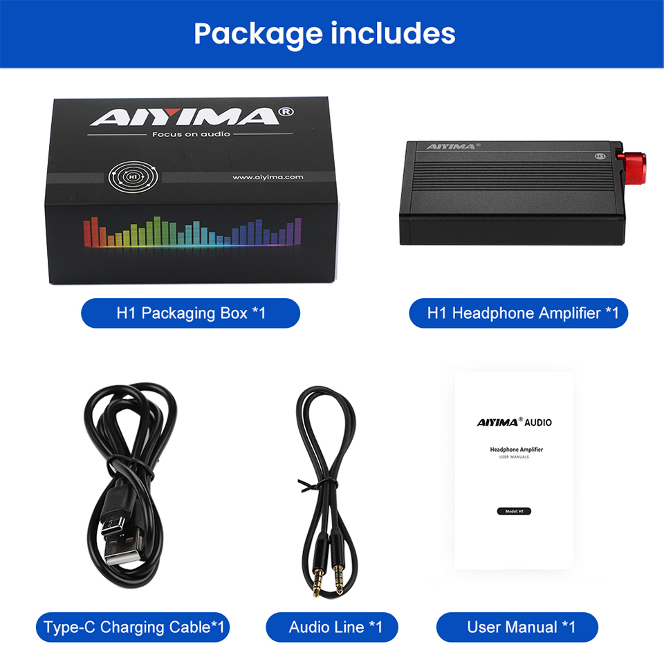 Aiyima Audio H1 迷你便攜式高保真耳機放大器 JRC5532 OP AMP 3.5 毫米 AUX 耳機放大 | 蝦皮購物