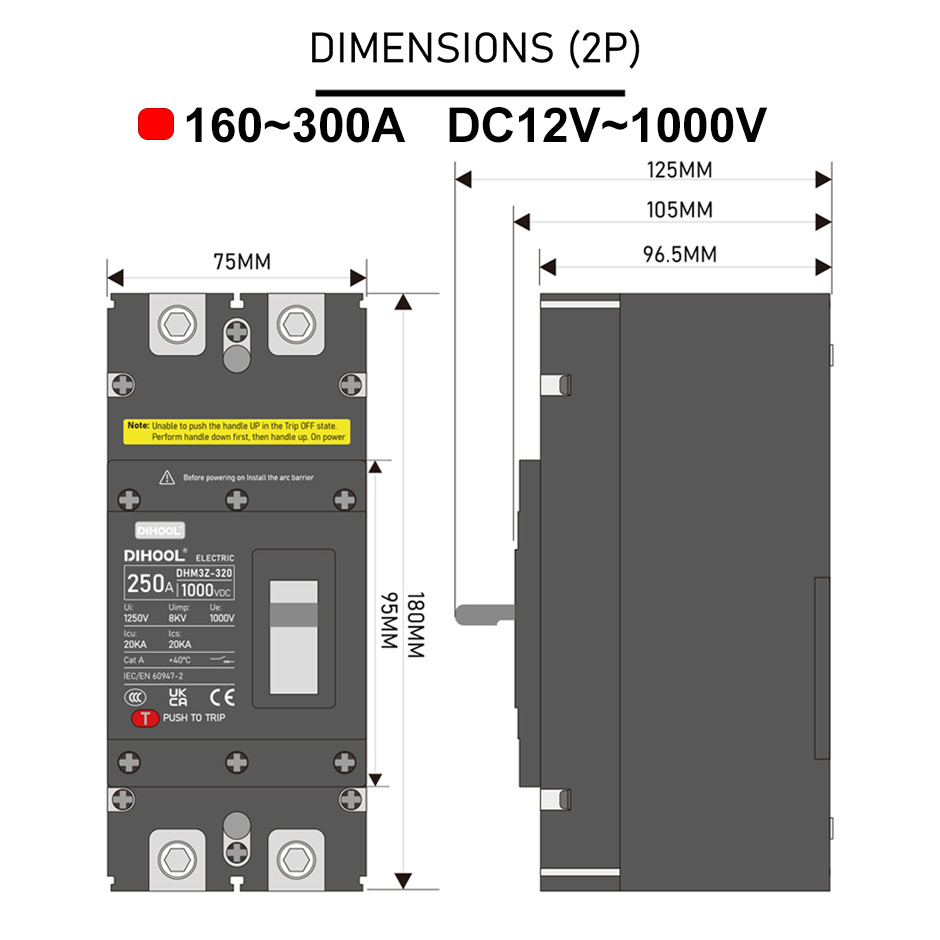 Dc MCCB塑殼斷路器2P 12V 24V 1000V 1500V 100A 200A 250A 400A 630A | 蝦皮購物