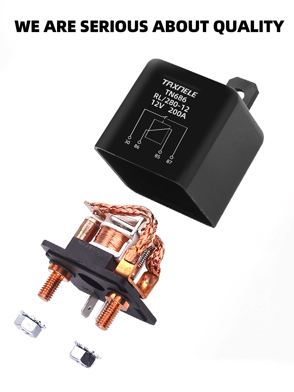 Taxnele 大電流繼電器啟動繼電器 200A 100A 12V/24V 功率汽車啟動繼電器汽車繼電器 | 蝦皮購物