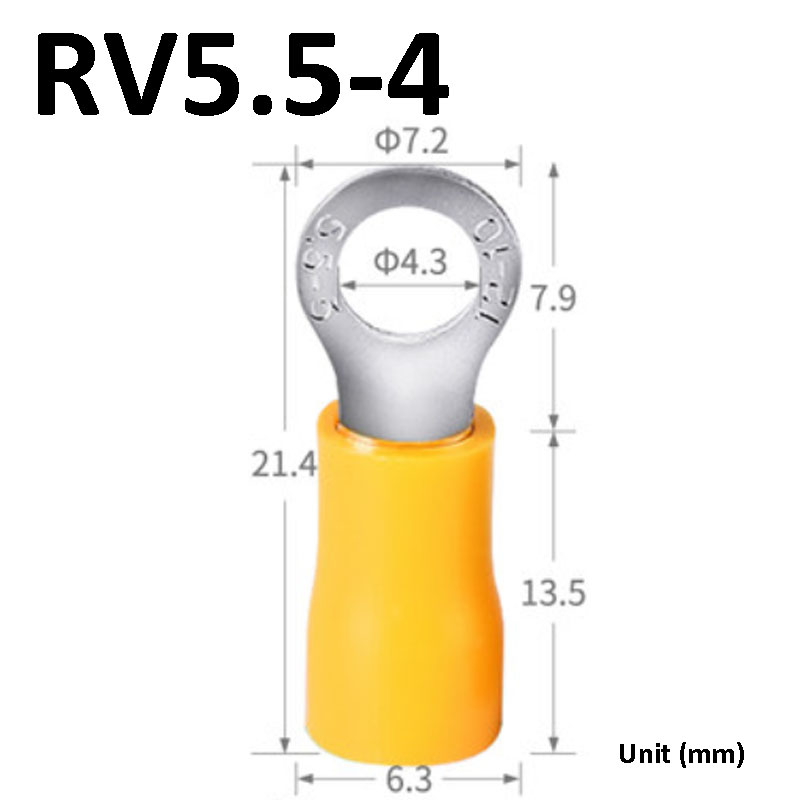 RV1.25-4 RV2-3 RV2-4 RV3.5-4 RV5.5-4 環形壓接端子絕緣電纜線連接器圓形冷壓電纜末端連 | 蝦皮購物
