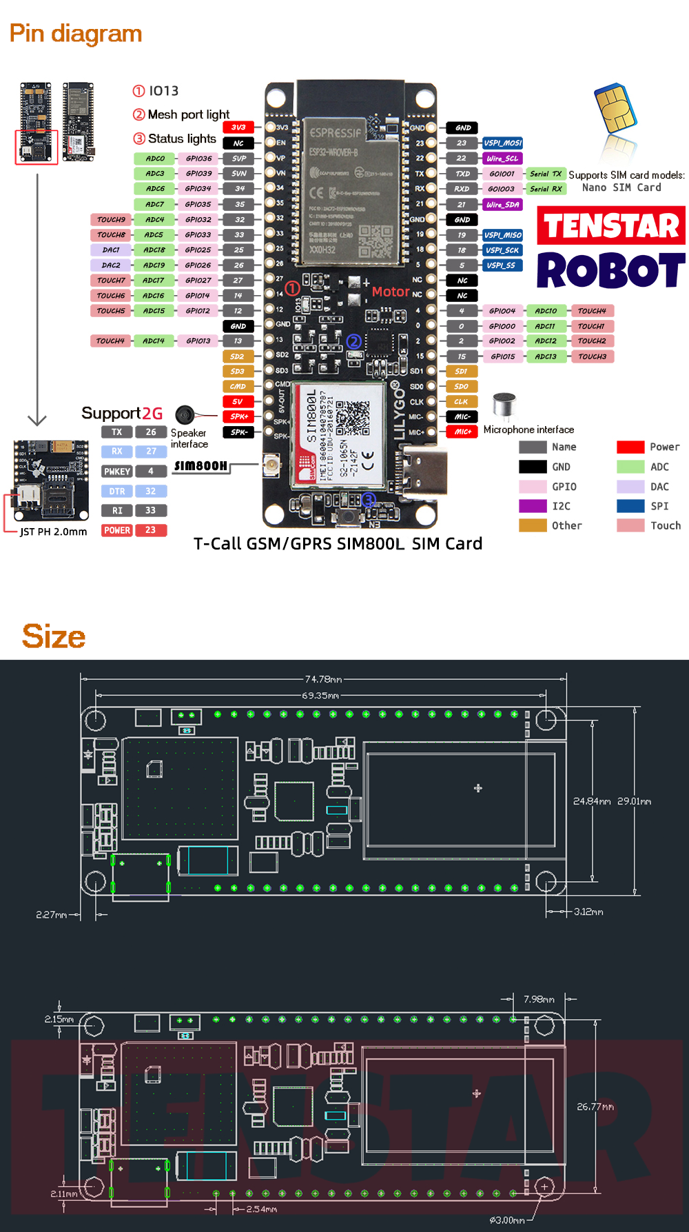 T-call SIM800L ESP32無線模塊開發板帶GPRS天線SIM卡 | 蝦皮購物