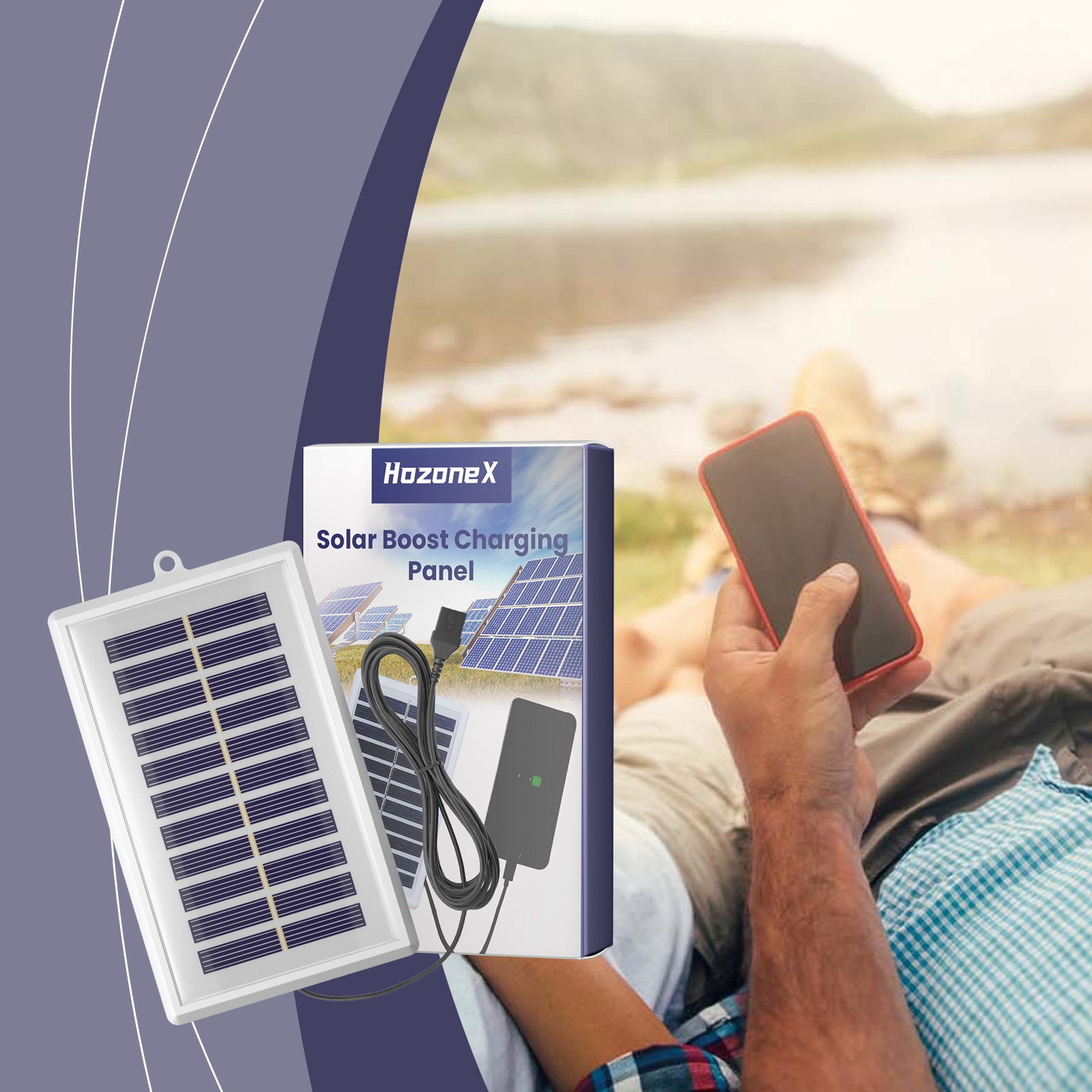 Hozone Solar Boost 充電板太陽能光伏板穩定手機充電器多晶充電板太陽能升壓充電板 | 蝦皮購物