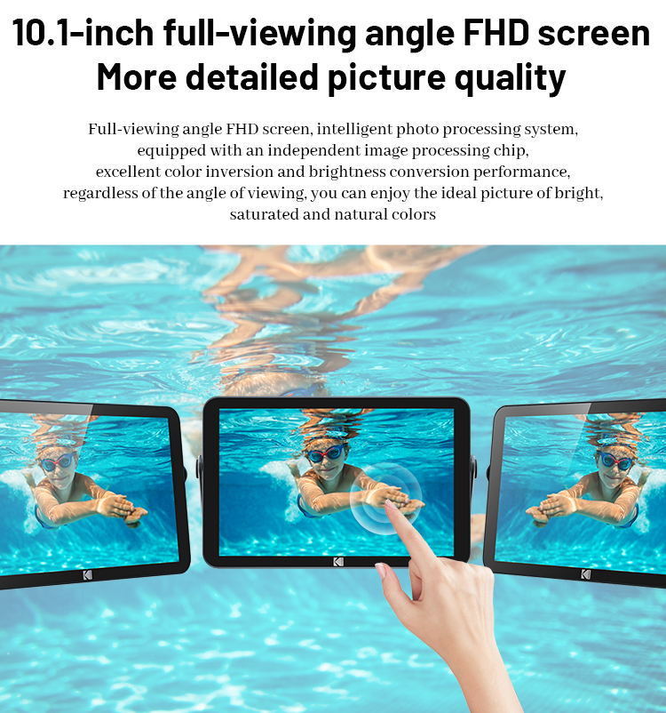 KODAK RWF-109數位相框10.1英寸高清電子相冊可充電觸屏式金屬外框智能雲相框照片頻道播放軟體 | 蝦皮購物