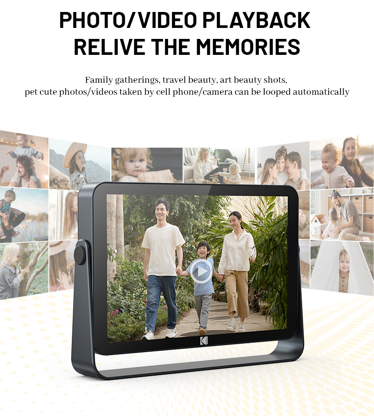 KODAK RWF-109數位相框10.1英寸高清電子相冊可充電觸屏式金屬外框智能雲相框照片頻道播放軟體 | 蝦皮購物