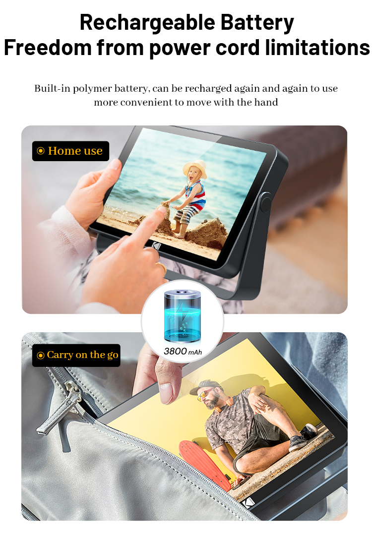 KODAK RWF-109數位相框10.1英寸高清電子相冊可充電觸屏式金屬外框智能雲相框照片頻道播放軟體 | 蝦皮購物