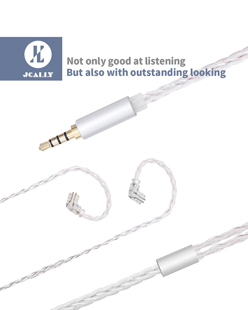 Jcally JC08S 5N 8芯鍍銀HIFI升級線帶MIC 3.5mm插頭/2Pin 0.78 適用於KZ TFZ | 蝦皮購物
