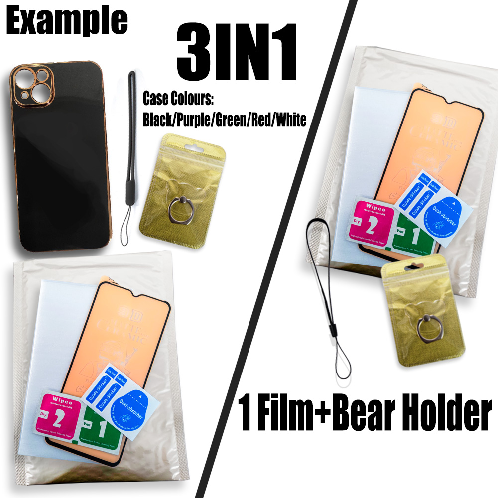 3 合 1 適用於 Realme Note 60 4G/RMX3933 直邊電鍍外殼,帶陶瓷膜和支架和矽膠繩 | 蝦皮購物