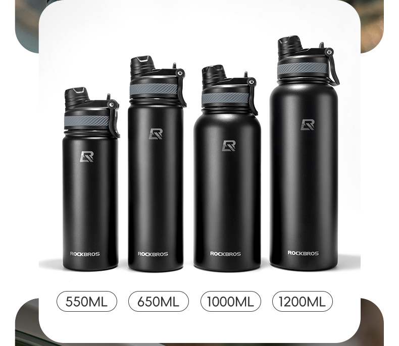 Rockbros雙層保溫杯304不銹鋼12小時保溫550ml 650ml 1000ml 1200ml大容量直飲吸管戶外水 | 蝦皮購物