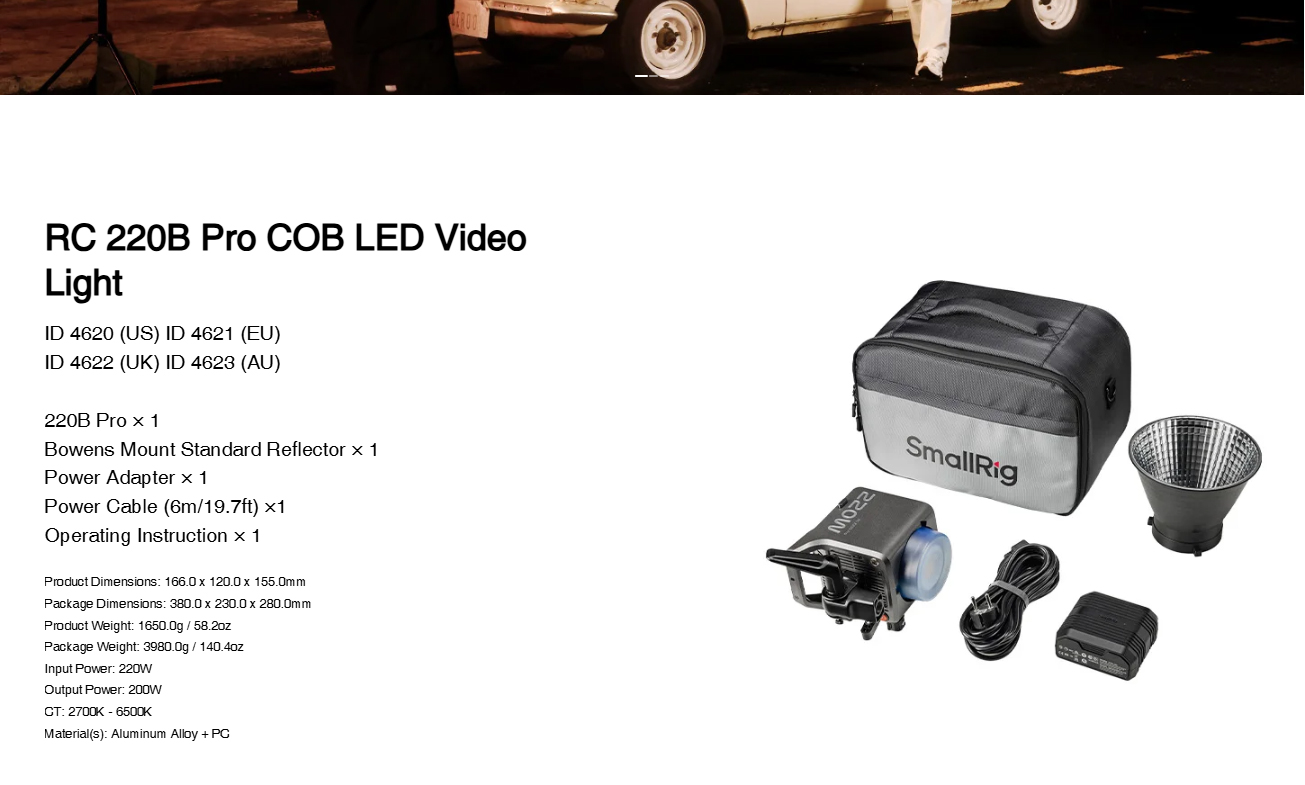 Smallrig RC 220B Pro COB LED 視頻燈 | 蝦皮購物