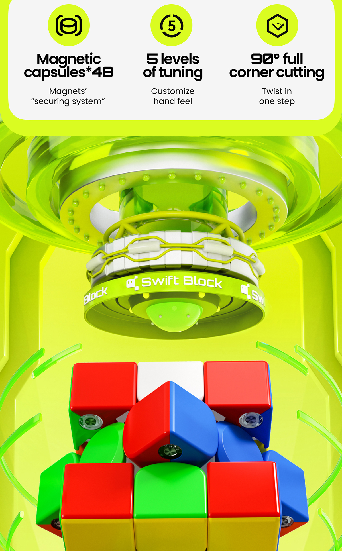 Swift Block 355S Maglev 3x3 速度立方體教育立方體益智玩具適合兒童初學者練習 | 蝦皮購物