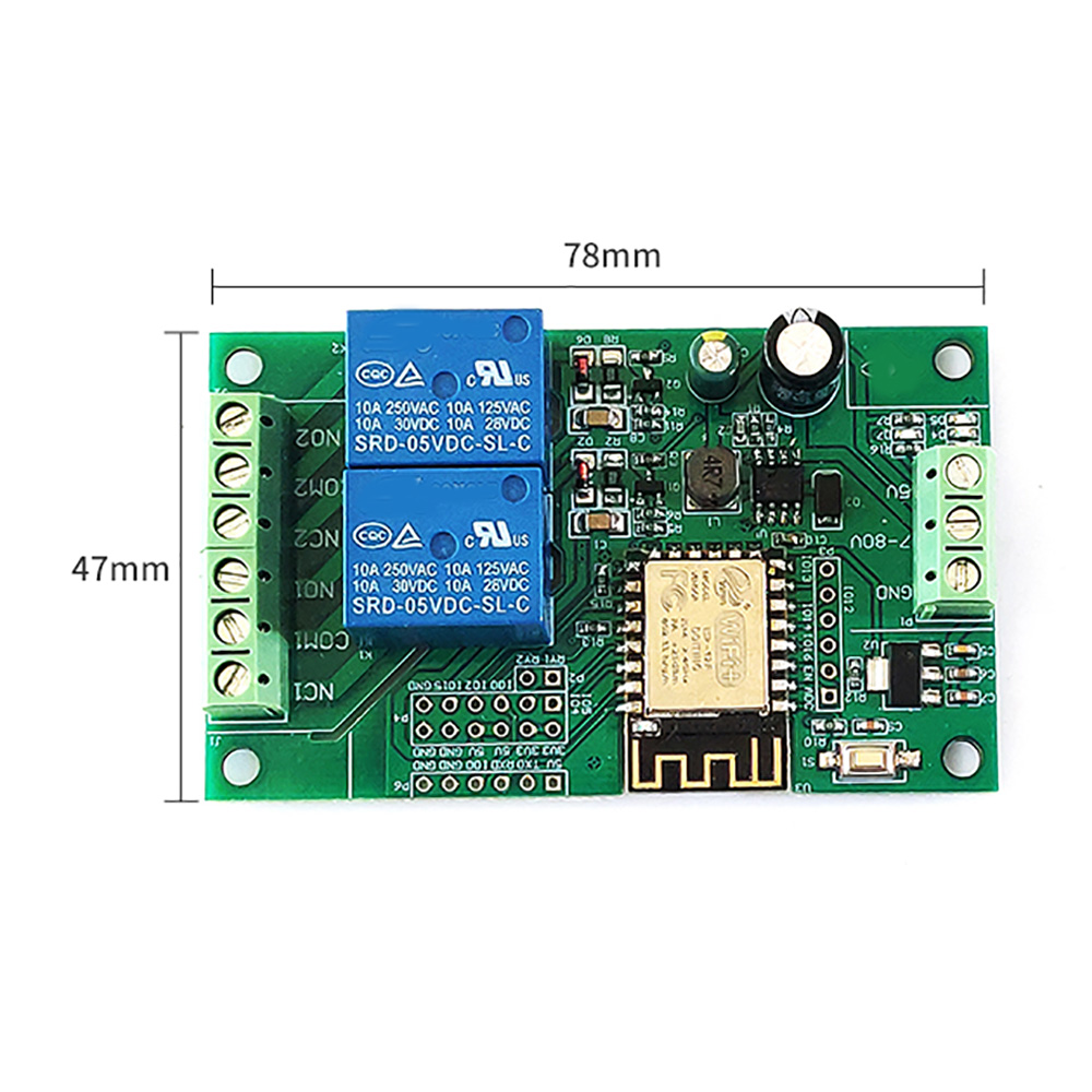 Esp8266 Wifi雙2/4通道Wifi繼電器模塊5V/8-80V開關控制器板AC/DC ESP-12F智能家居開發 | 蝦皮購物