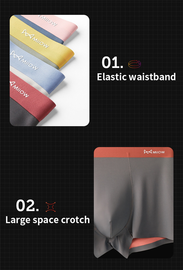 Miiow 3 件絲質莫代爾男士內褲平角內褲抗菌絲襠男士內褲內褲男透氣純色平角內褲 | 蝦皮購物