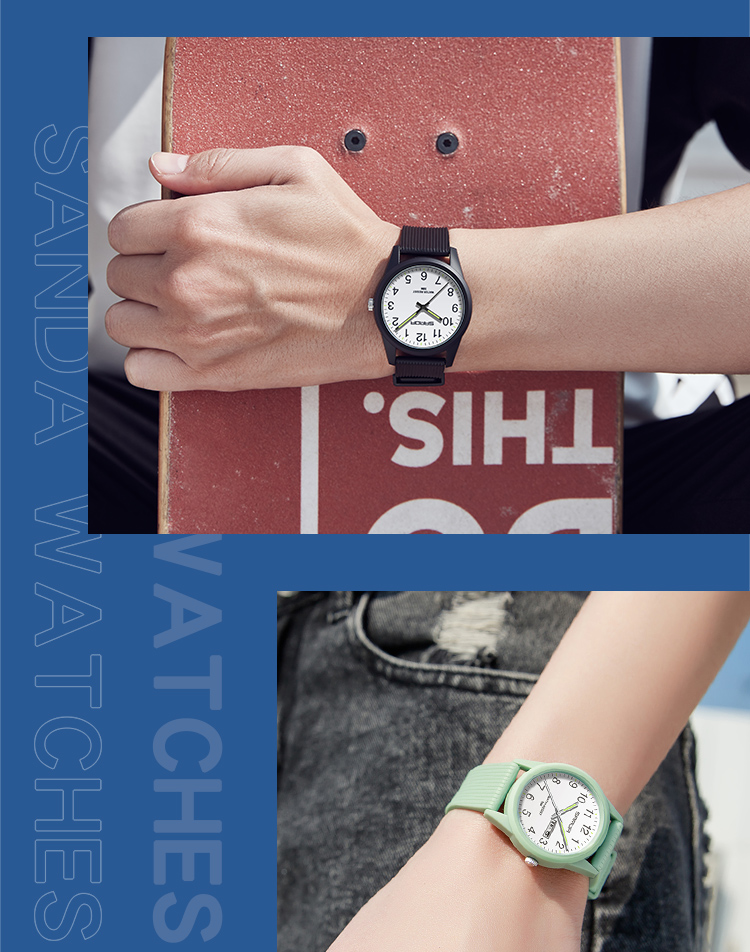 Sanda 復古手錶夜光石英錶帶男女皮革錶帶 | 蝦皮購物