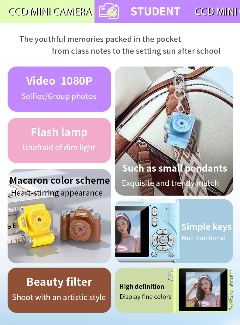 YMX LK-011 高清數碼相機小單反學生相機自拍視頻校園便攜迷你相機 | 蝦皮購物