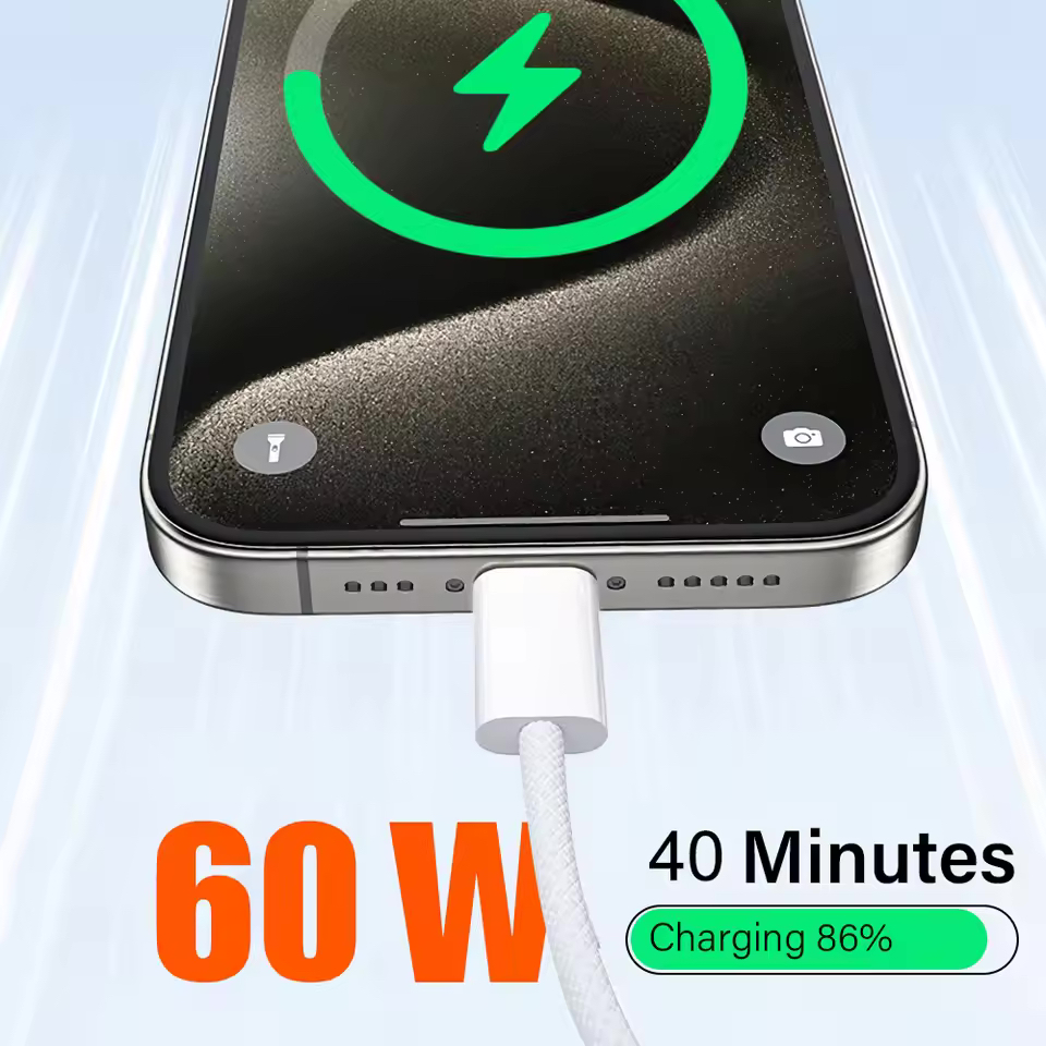 1米/2米 USB C 60W 功率傳輸快速充電線,適用於 iPhone 16 15 Pro Max Plus | 蝦皮購物