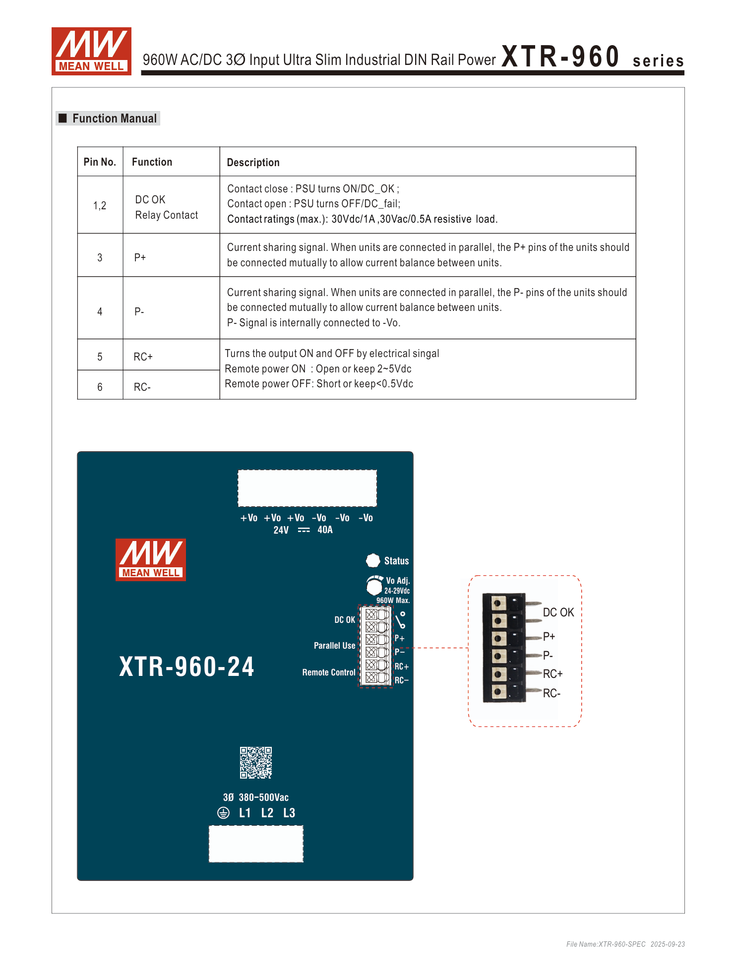 MEAN WELL XTR-960-24 XTR-960-48 XTR-960-36 3相320~600VAC開關電源明 | 蝦皮購物
