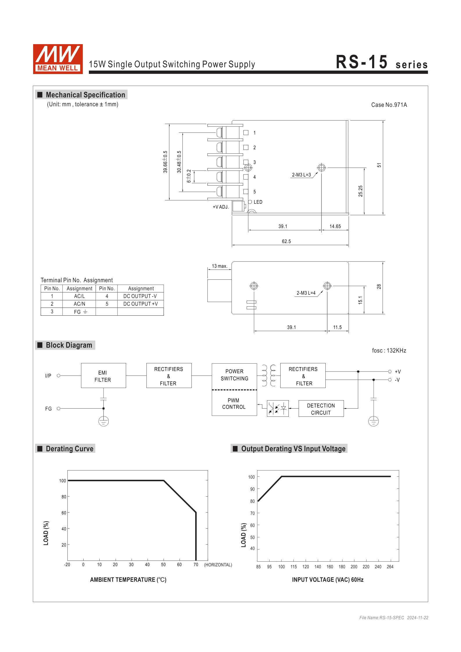 MEAN WELL RS-15開關電源3.3/5/12/15/24/48V電壓單組低功耗輸出 | 蝦皮購物
