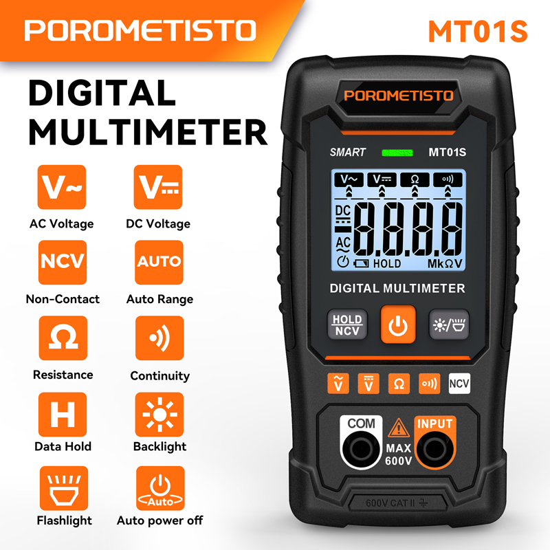 POROMETISTO MT01S 數位萬用表 4000位數 0.8-600V AC/DC 電壓 歐姆 無接觸電壓 | 蝦皮購物