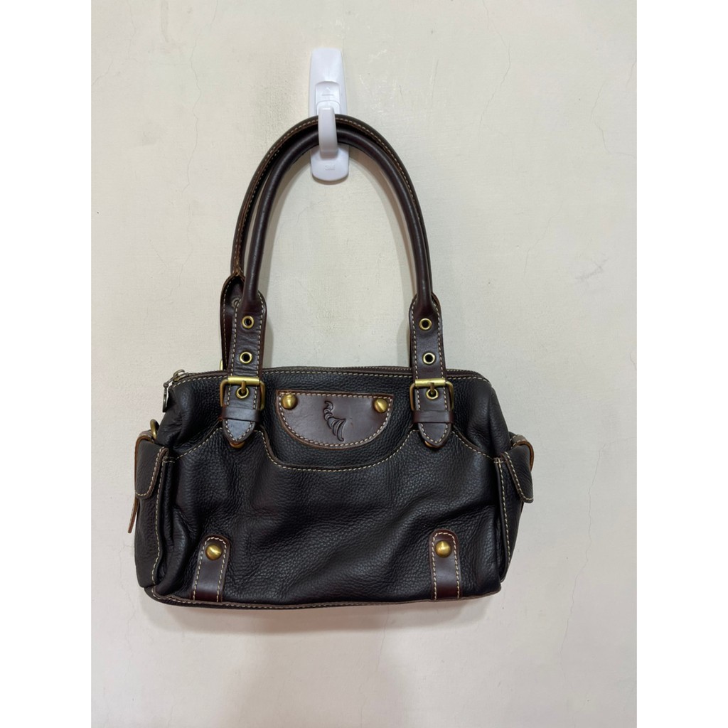 二手包 」 PAUDY 真皮手提肩背包（黑咖啡）72 | 蝦皮購物