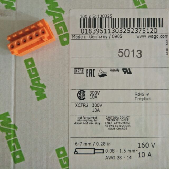 WAGO 孔型連接器 734-206 3.81mm*6極 母 (0.08-1.5mm平方)額定160/300V*10A | 蝦皮購物