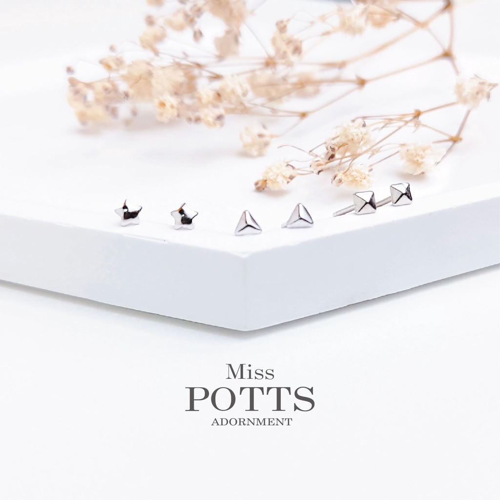MissPotts 現貨｜純手工全銀系列 幾何耳釘 S925純銀耳環 純銀飾品 幾何造型 耳針 耳釘 耳棒 | 蝦皮購物