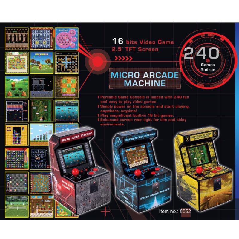 Micro Arcade machine 現貨紅色！迷你復古懷舊擬真大型電動機台，內建240種遊戲！ | 蝦皮購物