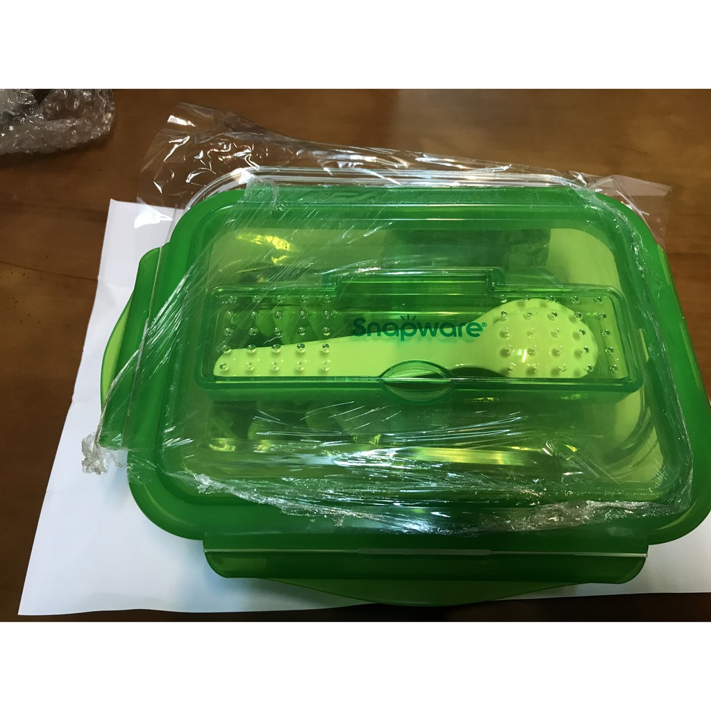 Snapware 康寧密扣 分隔玻璃保鮮盒-長方形990ml (附餐具) | 蝦皮購物